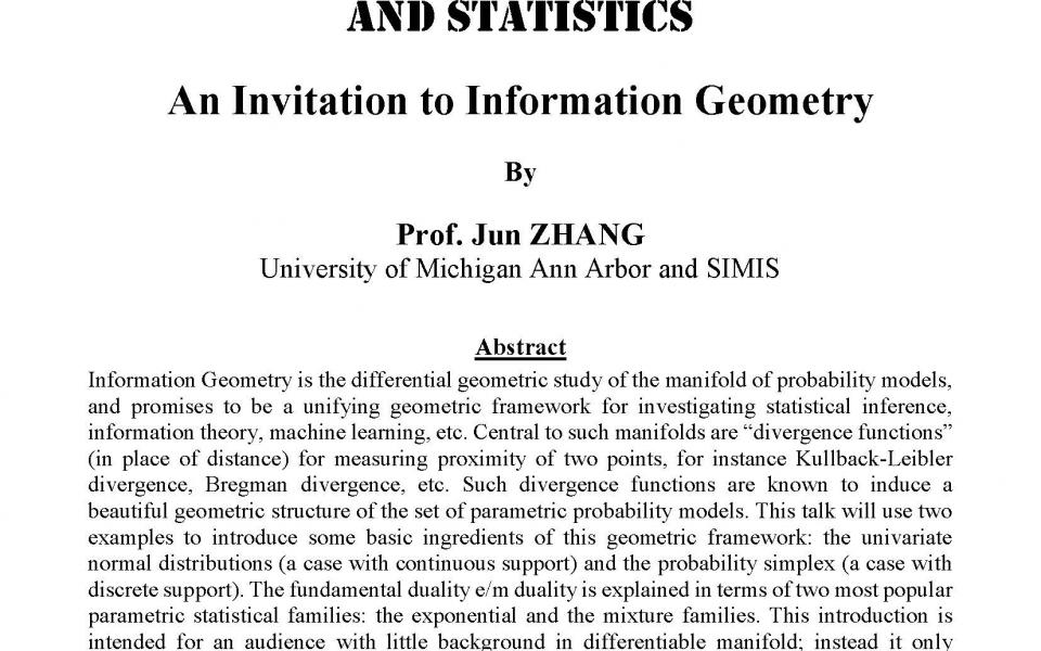 Department of Mathematics - Seminar on Applied Mathematics and Statistics - An Invitation to ...